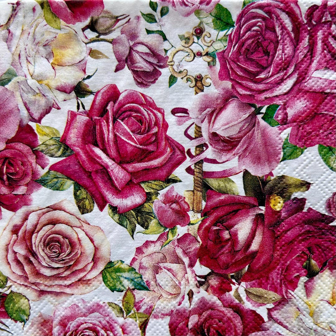 Rose Paper Napkins: Floral Decoupage Craft Napkins (set of 3) - Etsy