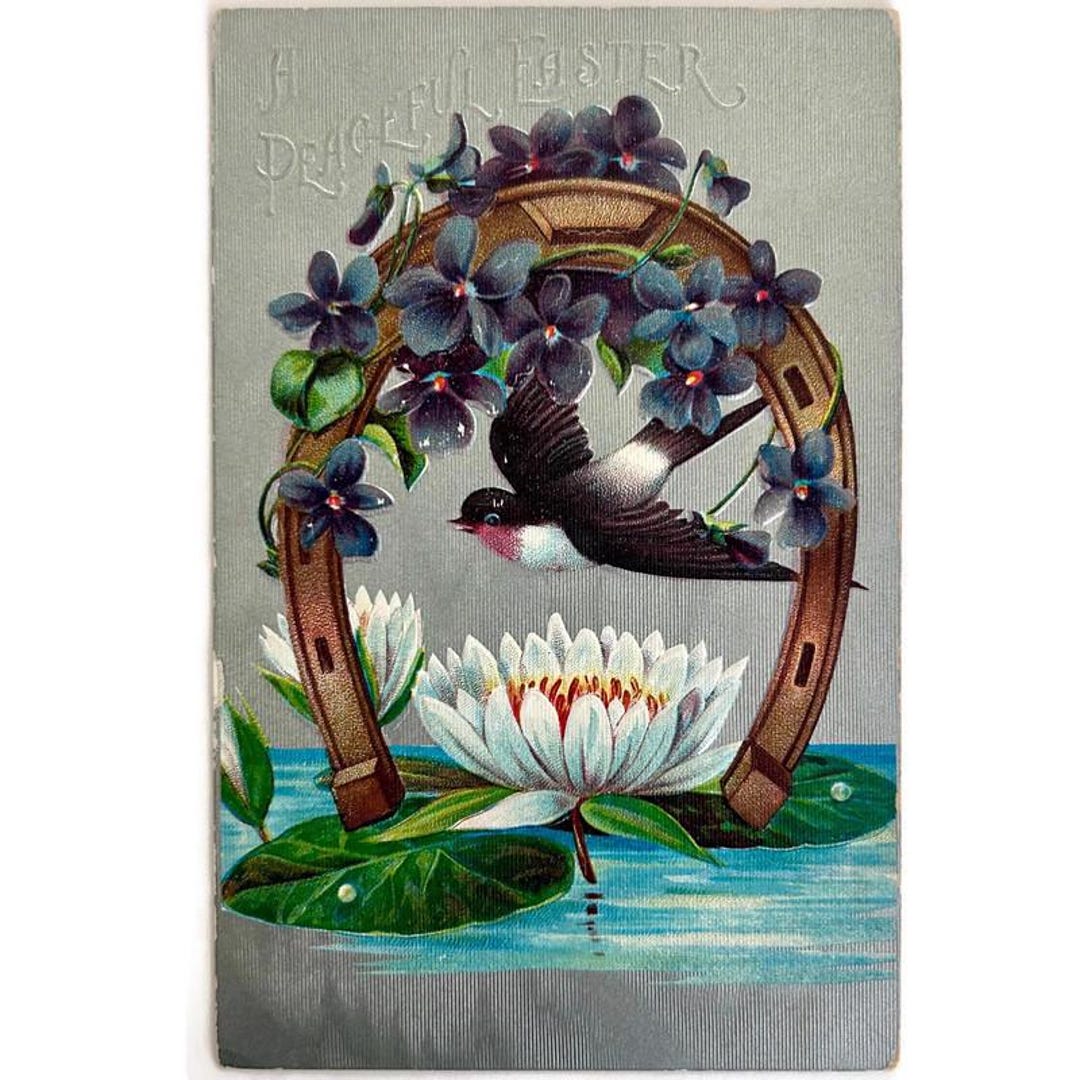 Vintage Postcard, Bird and Lotus Postcard, Easter Art Postcard ...