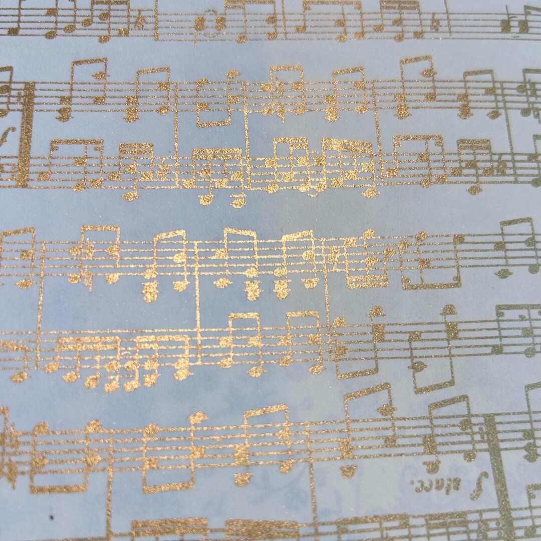 Gold and White Music Notes, Decoupage Paper, Collage Paper, Two Sheets ...