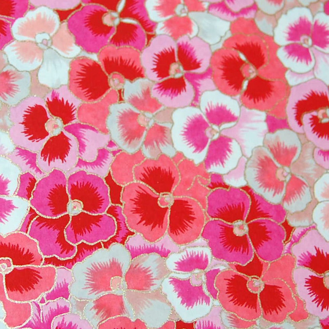 Two Sheets of Pink Floral Paper, Japanese Chiyogami Yuzen Paper - 5 X 4 ...