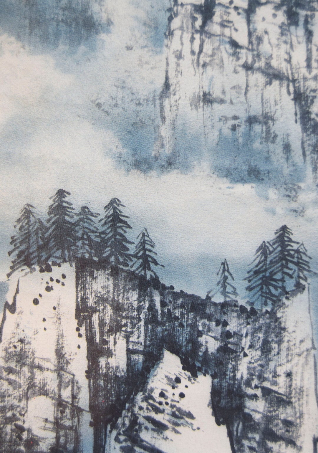 Japanese Art Paper: Cherry Blossoms & Misty Cliffs (2 Designs) - Etsy