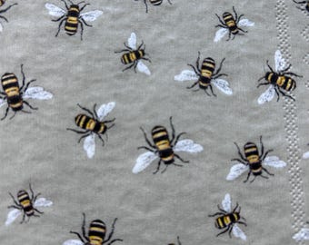 Bird With Flowers, Large Napkins, Yellow Chintz Napkins, Set of 3 ...