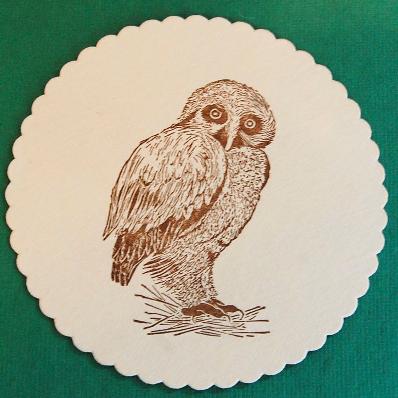 Decoupage Owl Coaster Set of 4 Brown Owl Paper Coasters for - Etsy