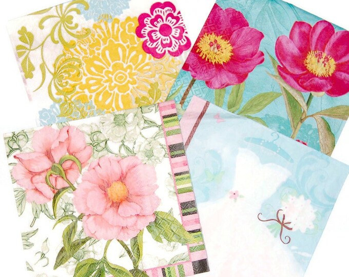 Spring Bride Napkins - Four Paper Napkins for Wedding Project Decoupage ...