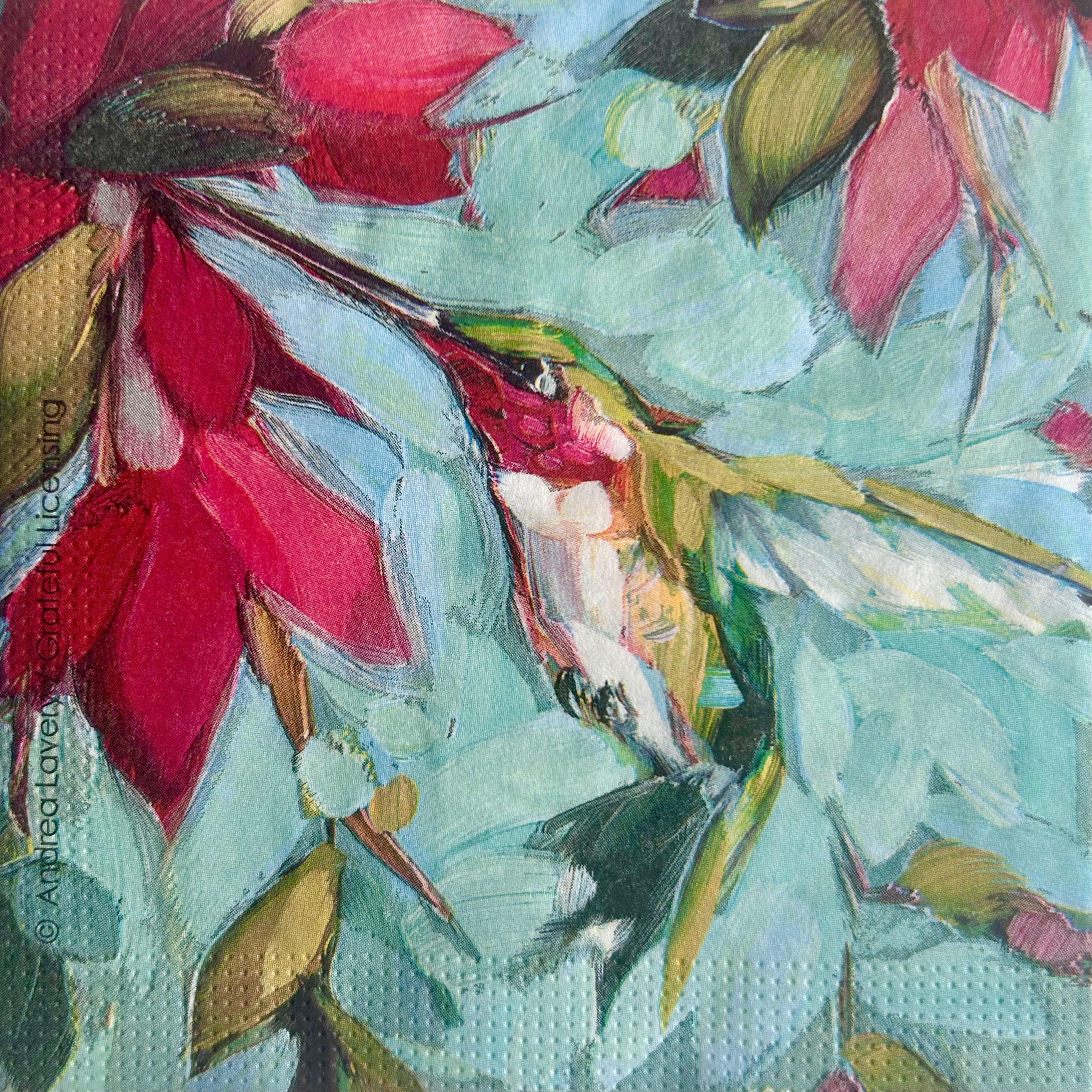 Hummingbird Paper Napkins, Painted Birds, Decoupage Napkins, Set of 3 ...