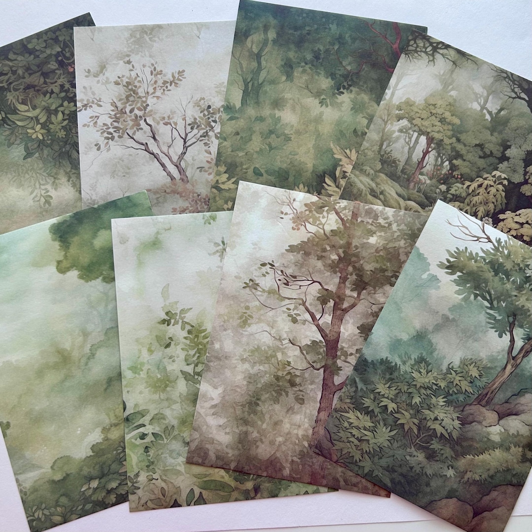 Forest Scenes Paper, Shades of Green, Fine Paper Pack, 8 Different ...