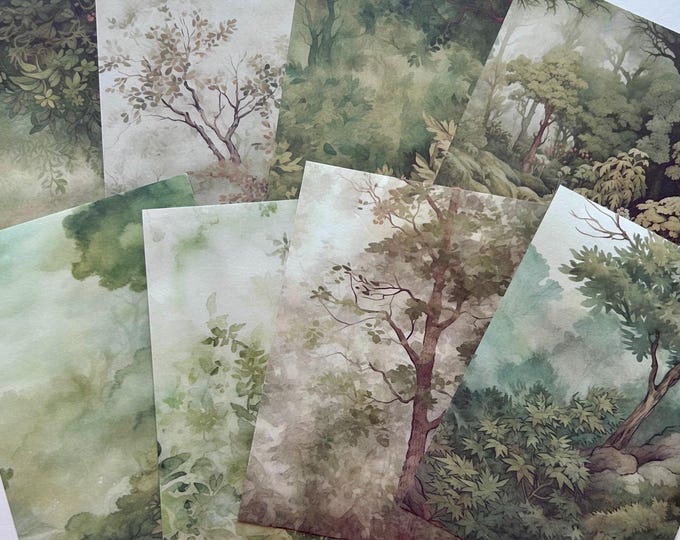 Forest Scenes Paper, Shades of Green, Fine Paper Pack, 8 Different ...