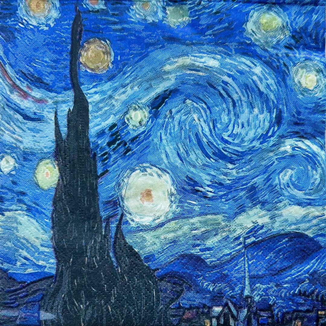 Starry Night Paper Napkins, 3 Large Decoupage Napkins, Van Gogh Paper ...