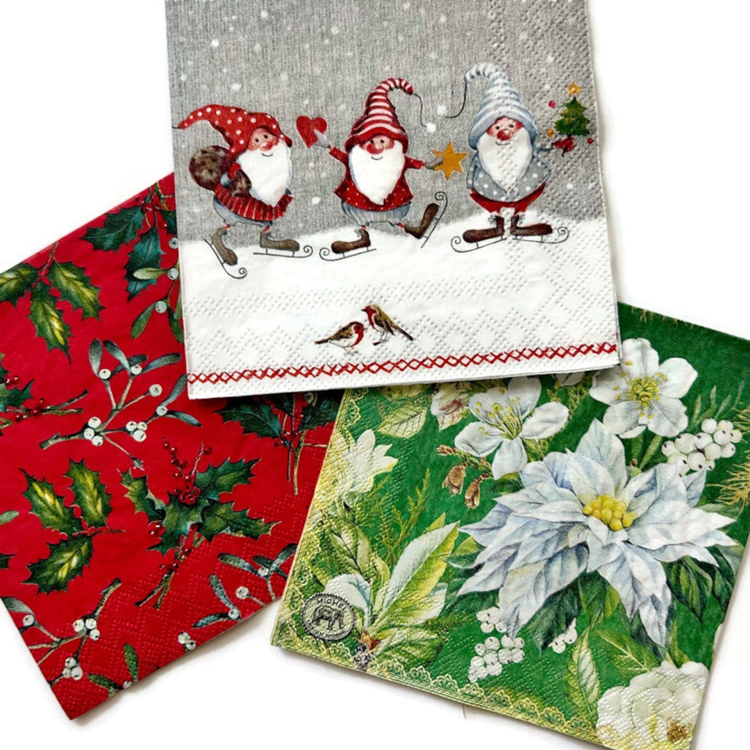 Christmas Decoupage Napkins, Paper Napkins, Xmas Set, Snowman Napkins ...