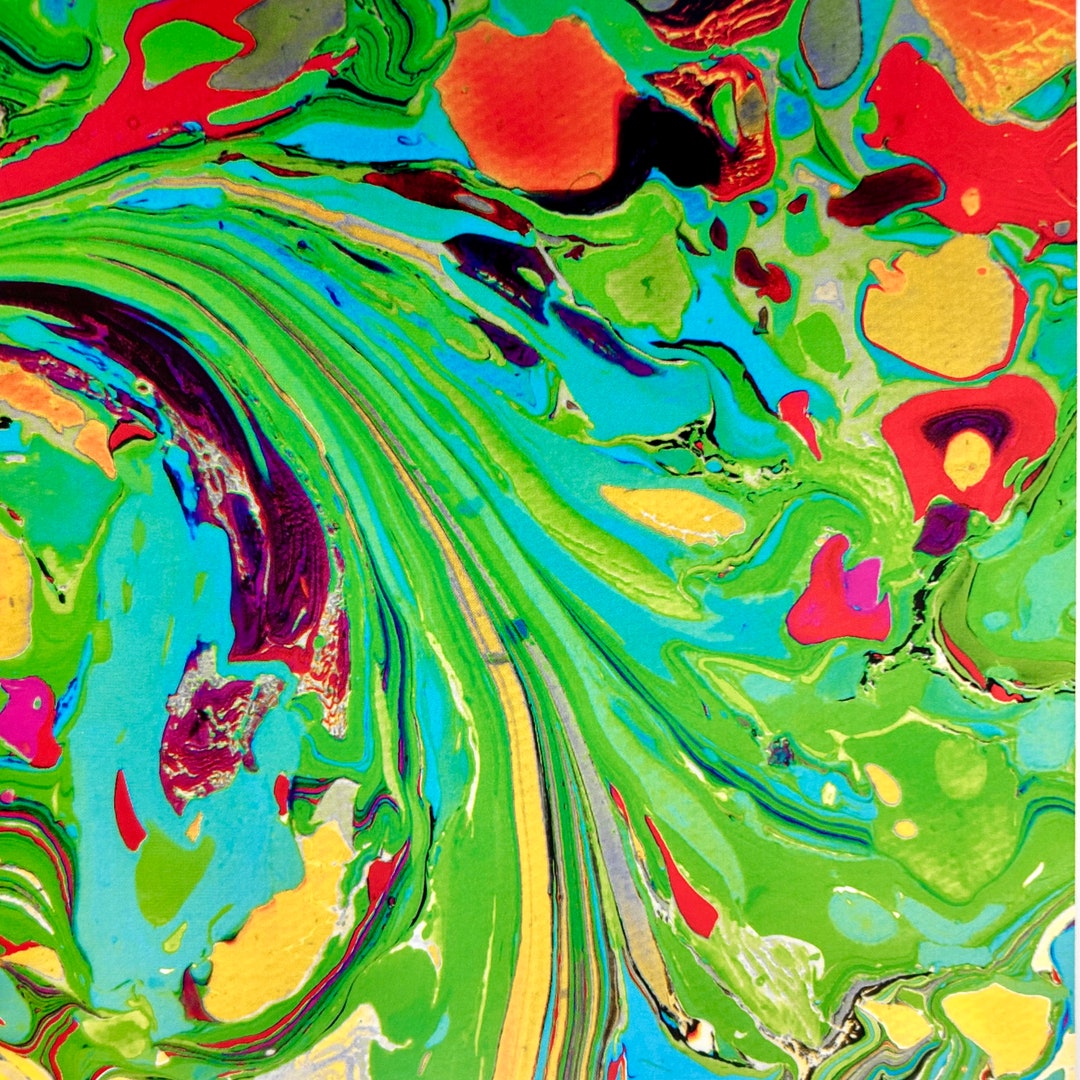 Marbled Art Decoupage Paper: Abstract Blue & Green Pattern (2 Sheets ...