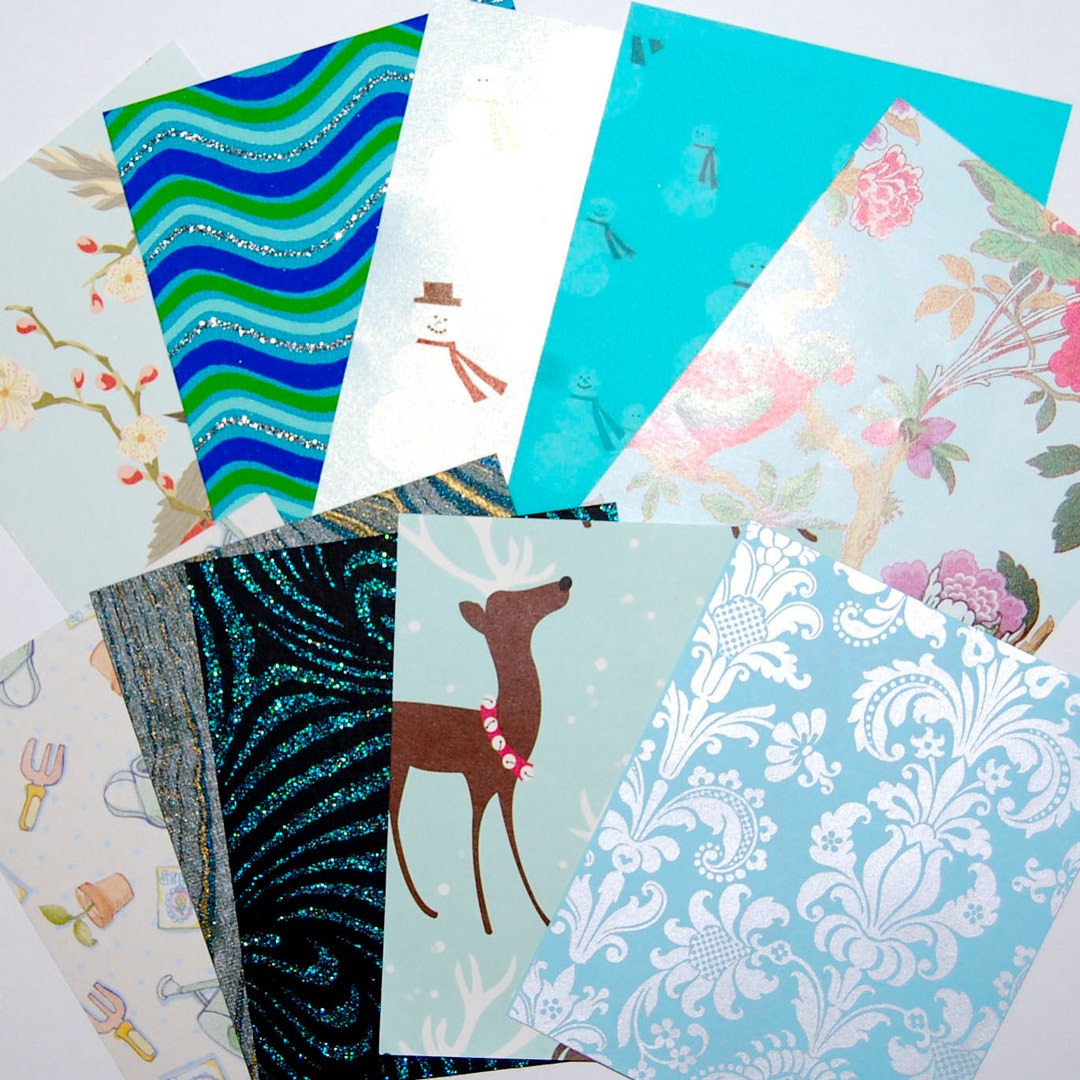 Shades of Blue Fine Paper Pack: 10 Blue With Silver and Gold Patterned ...