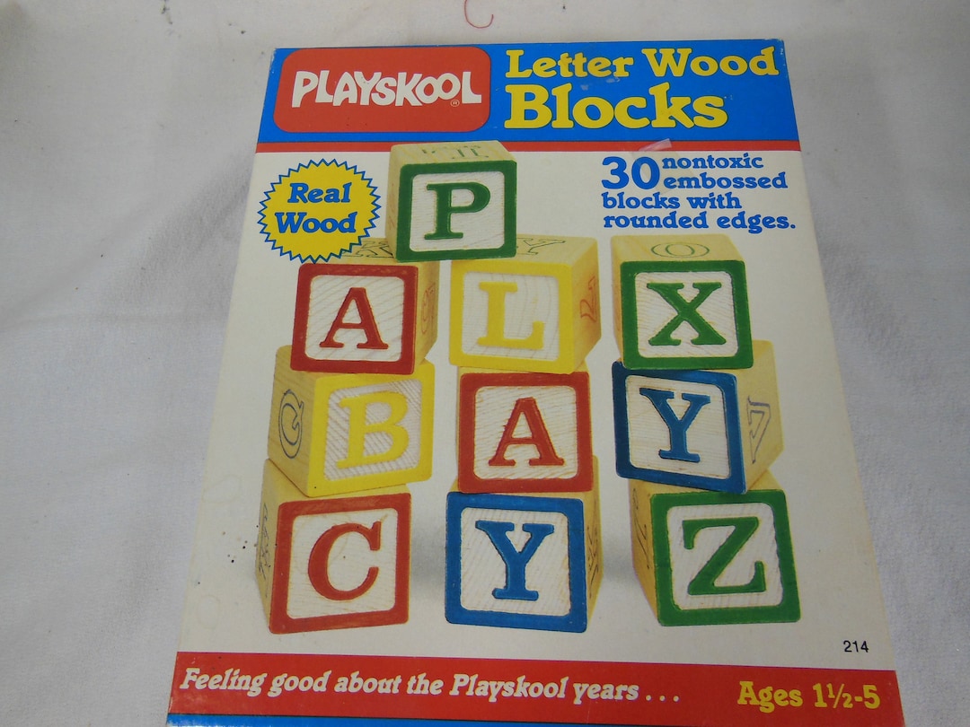 Vintage-box of Wooden Blocks Playskool - Etsy