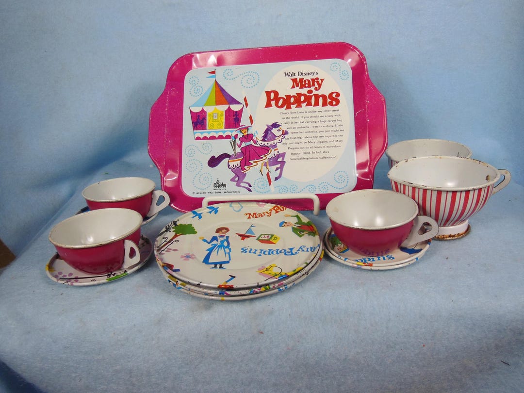Vintage Walt Disney---mary Poppins Metal Dishes--made in USA by Chein ...
