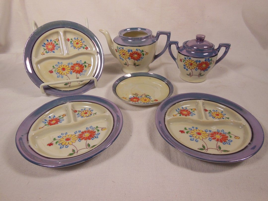 Vintage-1940s?-7 Piece Set of Blue Lusterware Dishes-made in Japan - Etsy