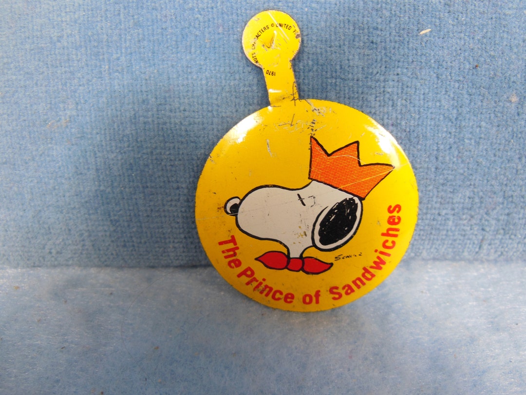 Vintage-snoopy-the Prince of Sandwiches-tab Button - Etsy UK