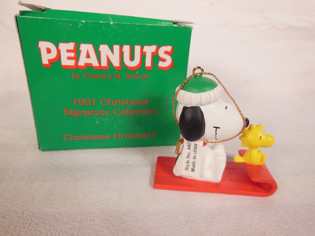Vintage-1991-snoopy-on A Sled With Woodstock--willitts-with Box - Etsy