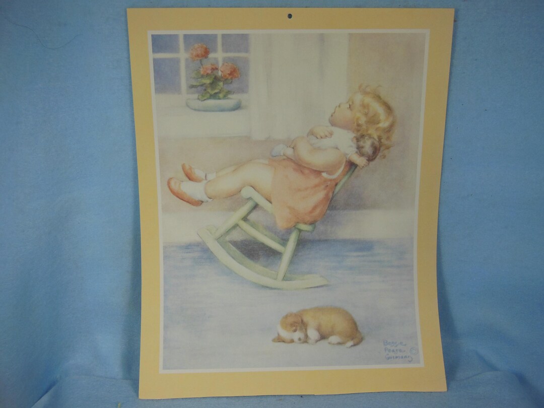 Vintage-collectible Lithograph Calendar Page-by Bessie Peace Gutmann ...