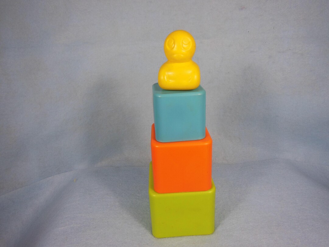 Vintage-stacking Blocks With A Yellow Duck - Etsy