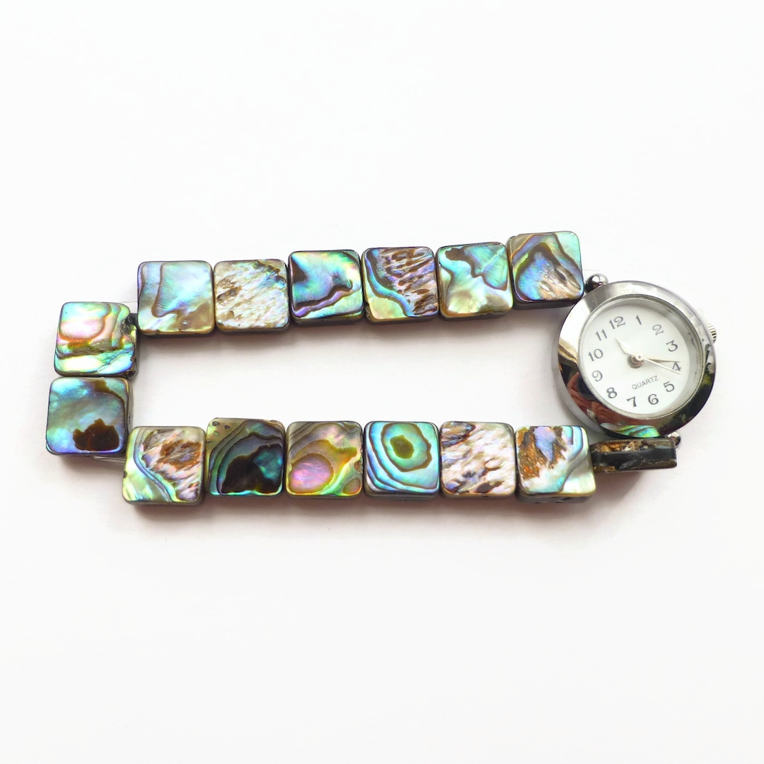 Abalone Beaded Bracelet Style Watch, Stretch Band Watch, Unique Beaded ...