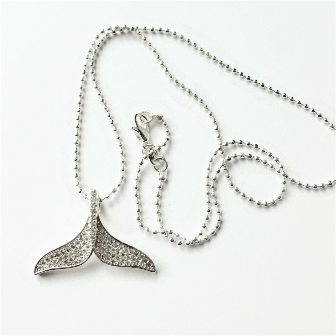 Whale Tail Pendant, Cubic Zirconia Jewellery, Mermaid Tale Necklace ...
