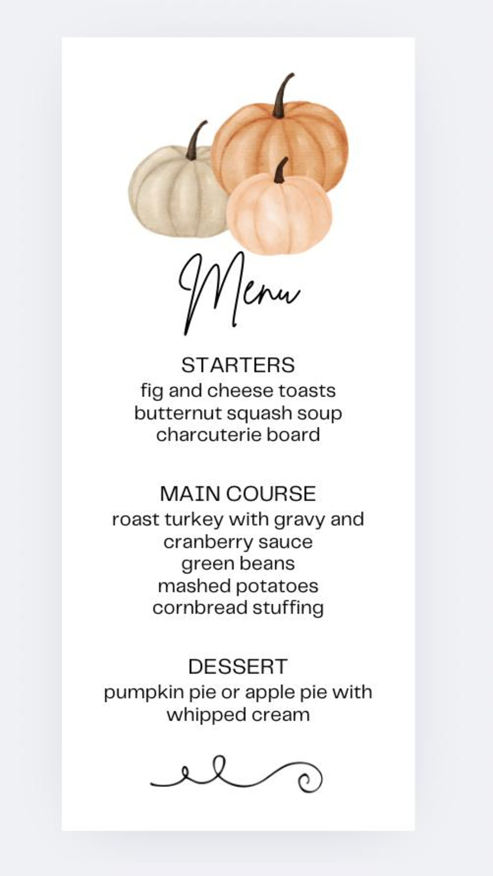 Thanksgiving Menu Template Editable - Etsy