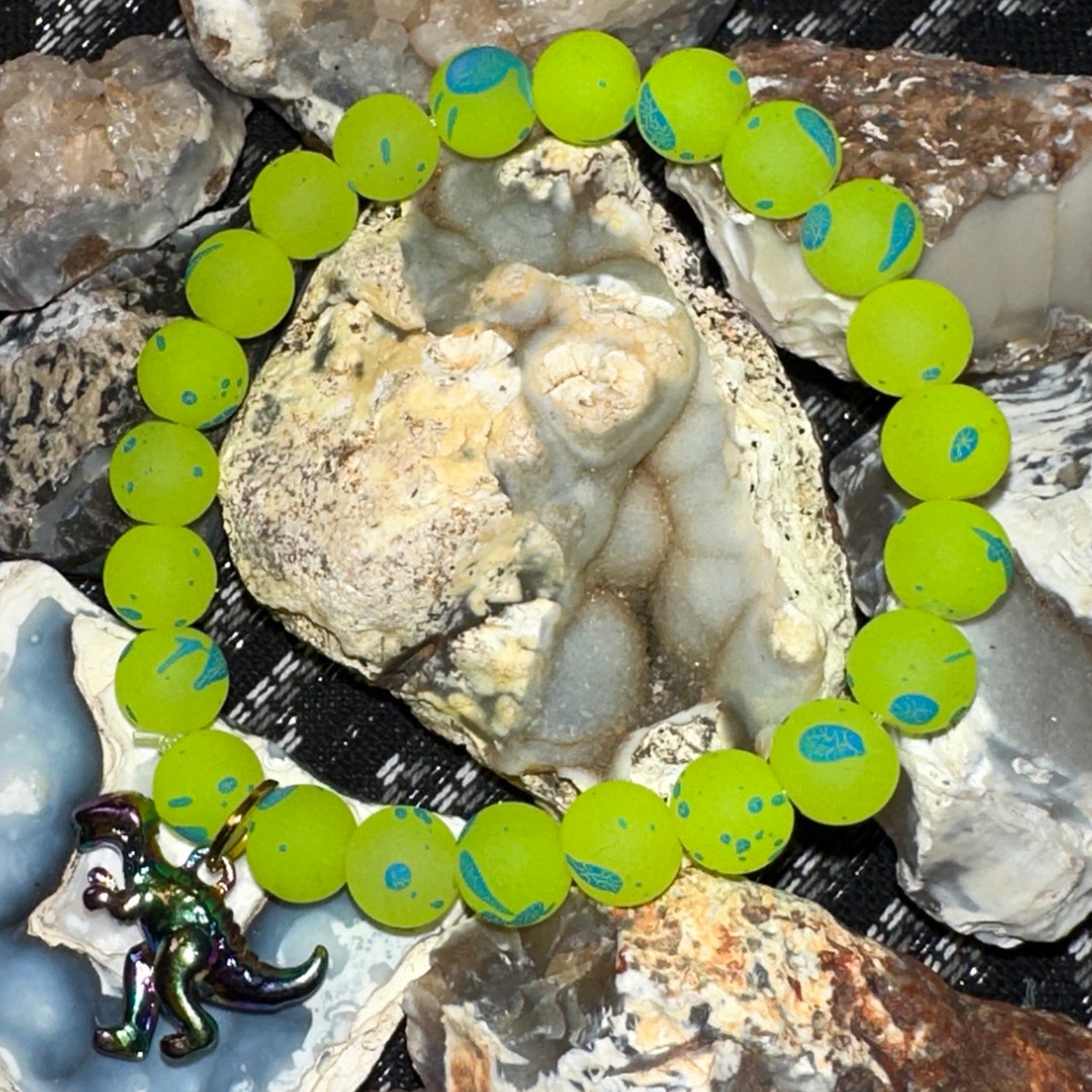 Dinosaur Valley Rave Neon Fluorescent T Rex Beaded Charm Bracelet ...