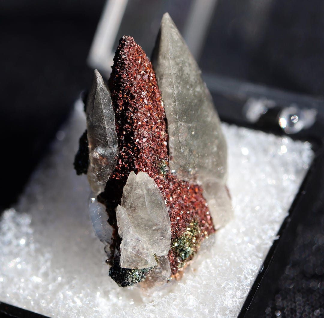 A Highly Aesthetic Iridescent Chalcopyrite Over Calcite, Brushy Creek ...