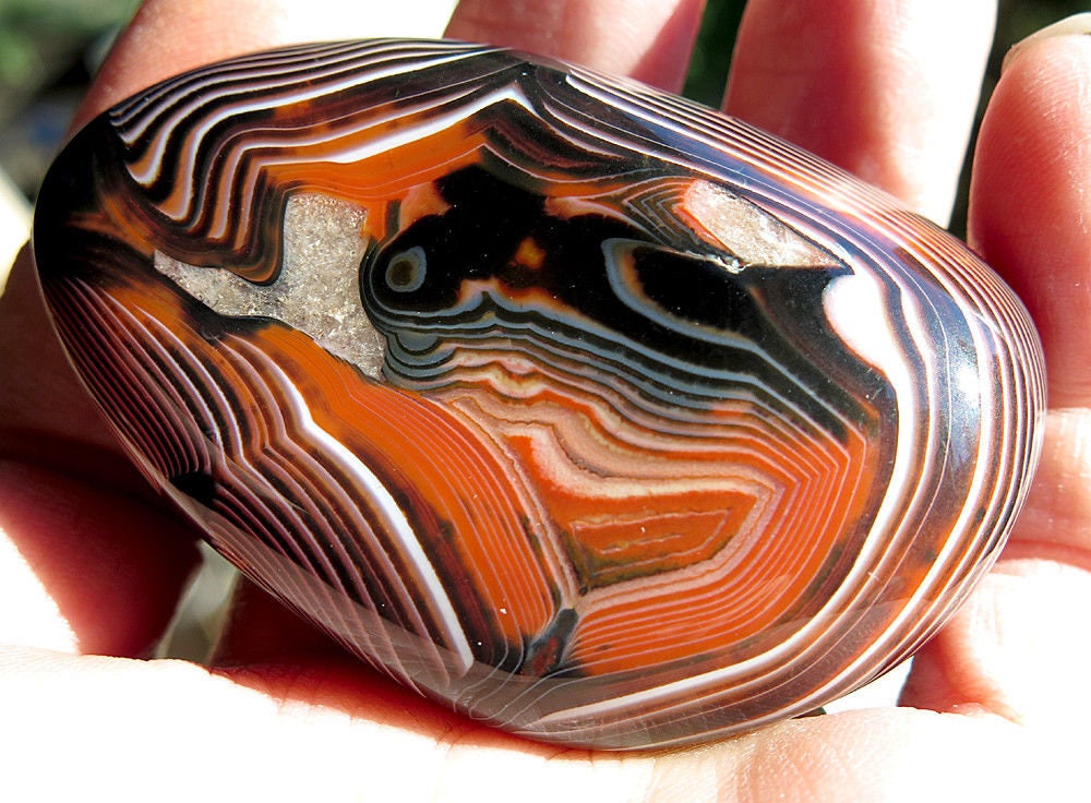 Highly Polished Banded Agate Freeform 113.1 grams long super Luster ...