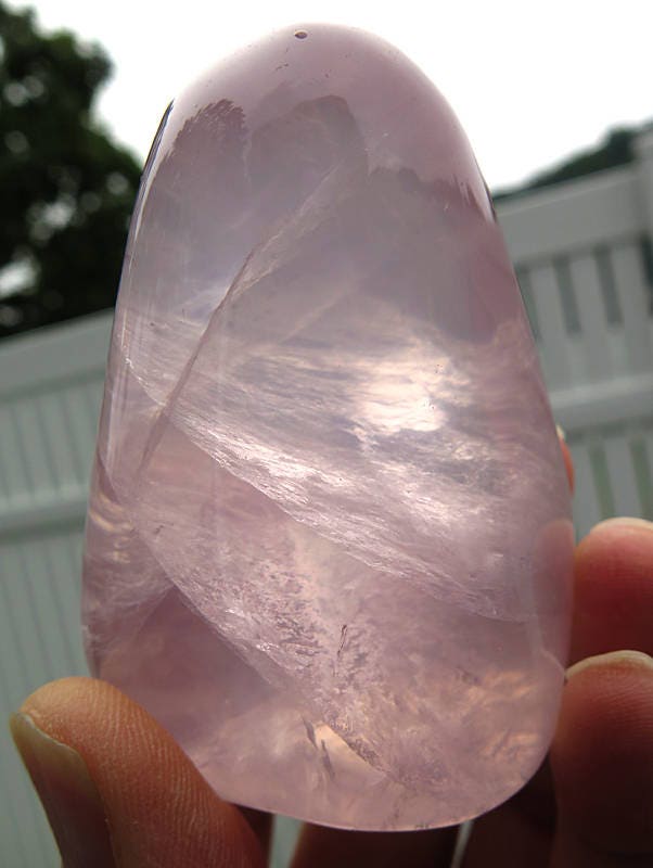 190.8 Gram Polished Rose Quartz Freeform. Juicy Translucent Color