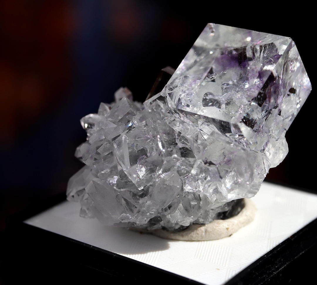 Pristine Gem Fluorite Crystals With a Perfect Quartz Flower. Sharp Well ...