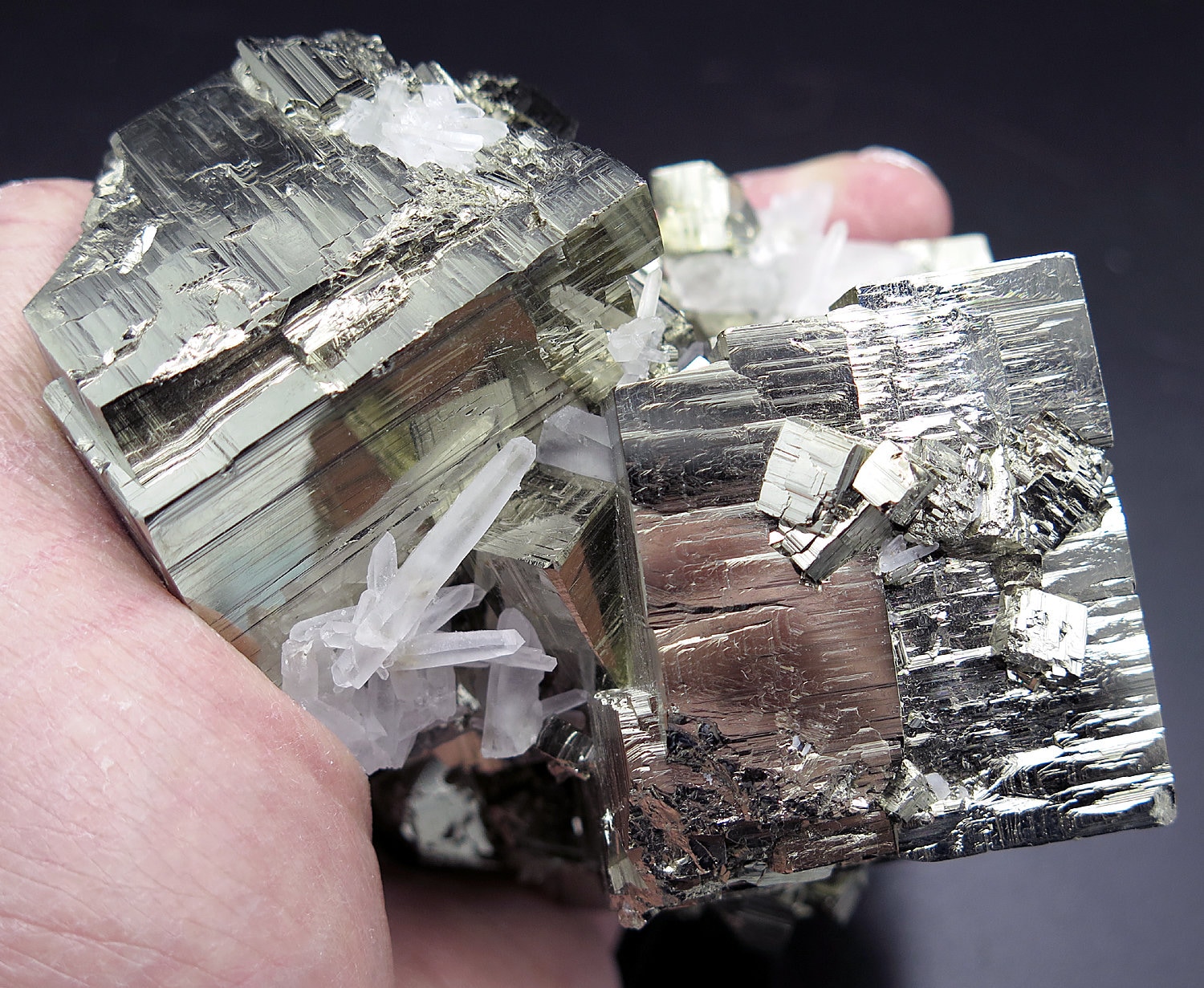 High Interest 3 interlocking Pyrite Cubes (and many more) with Quartz ...