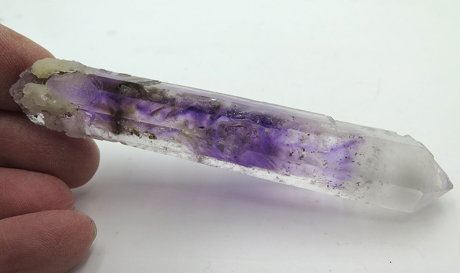 Long 10cm Smoky Phantom Amethyst Brandberg Gem Crystal. 49 grams. No damage