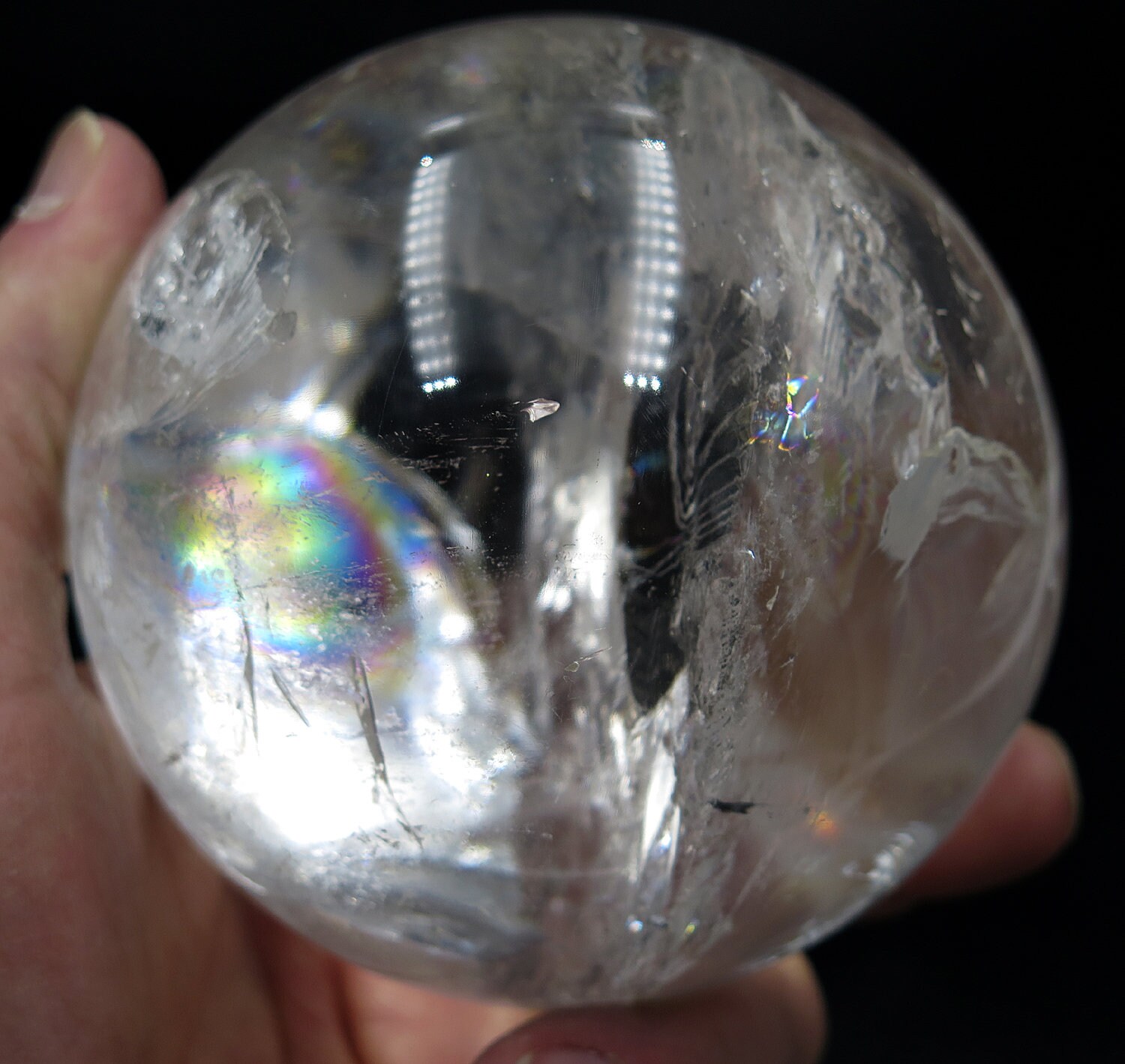 3 7/8 inch across Rainbow Crystal Ball 3 pound 4 oz.