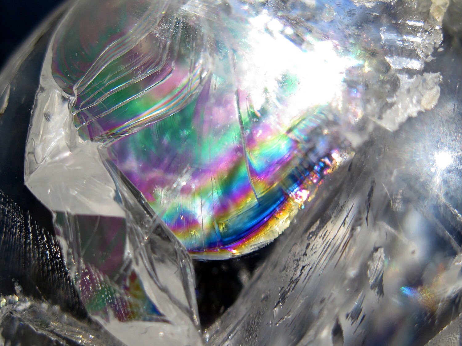 3 7/8 inch across Rainbow Crystal Ball 3 pound 4 oz.