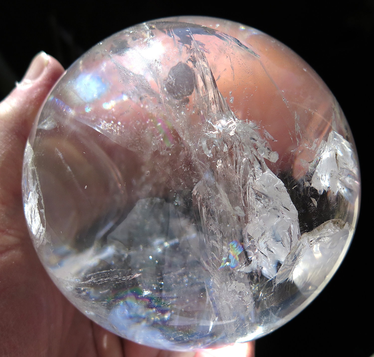 3 7/8 inch across Rainbow Crystal Ball 3 pound 4 oz.