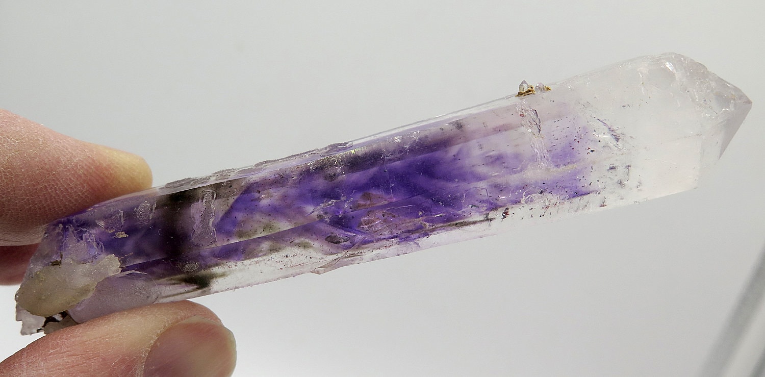 Long 10cm Smoky Phantom Amethyst Brandberg Gem Crystal. 49 grams. No damage