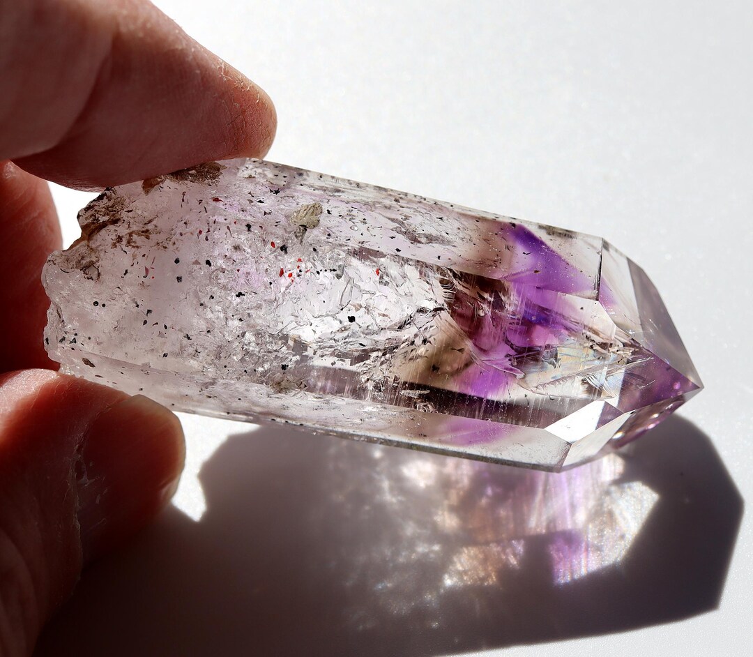 Quality Smoky Enhydro Amethyst Crystal With 2 Moving Bubbles, Phantoms ...