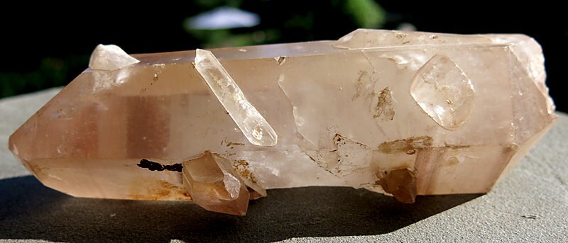 6 3/8 Inch Double Term Hematite-Coated Natural Crystal Quartz Keys & Babies