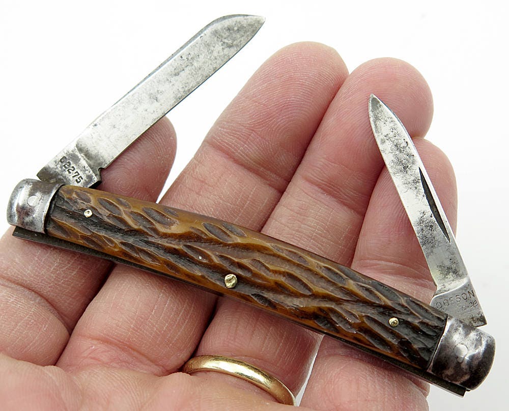 Robeson Shuredge 1910 Era, Half Congress two blade Bone Knife with no ...