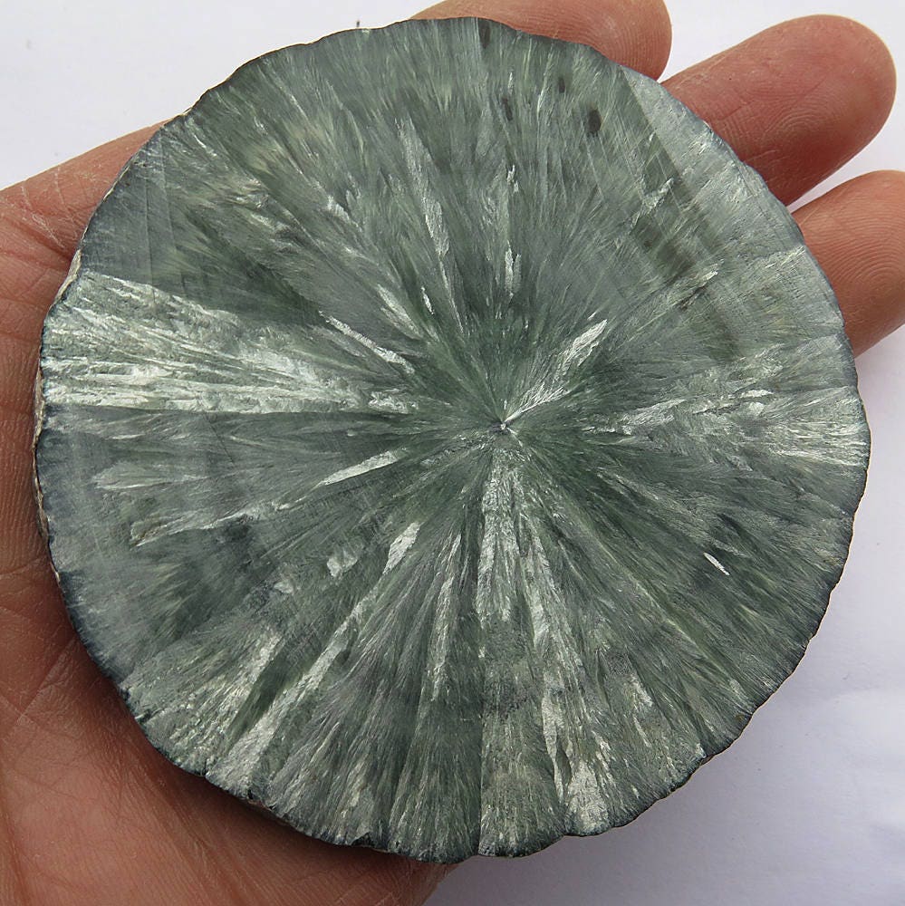 Rare and thick cut 3.25 inch Seraphinite stalactite slice from 1980's ...