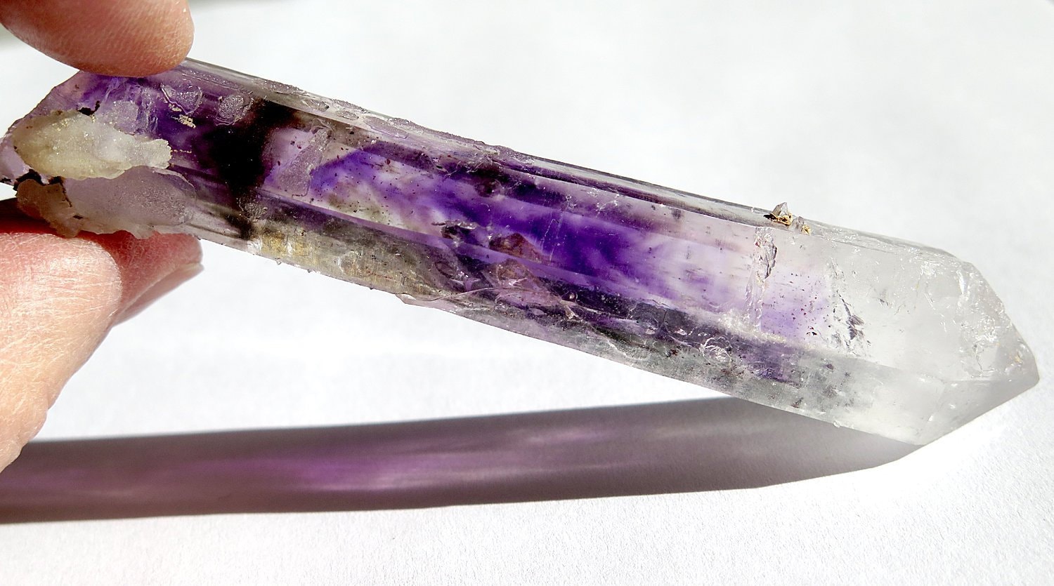 Long 10cm Smoky Phantom Amethyst Brandberg Gem Crystal. 49 grams. No damage