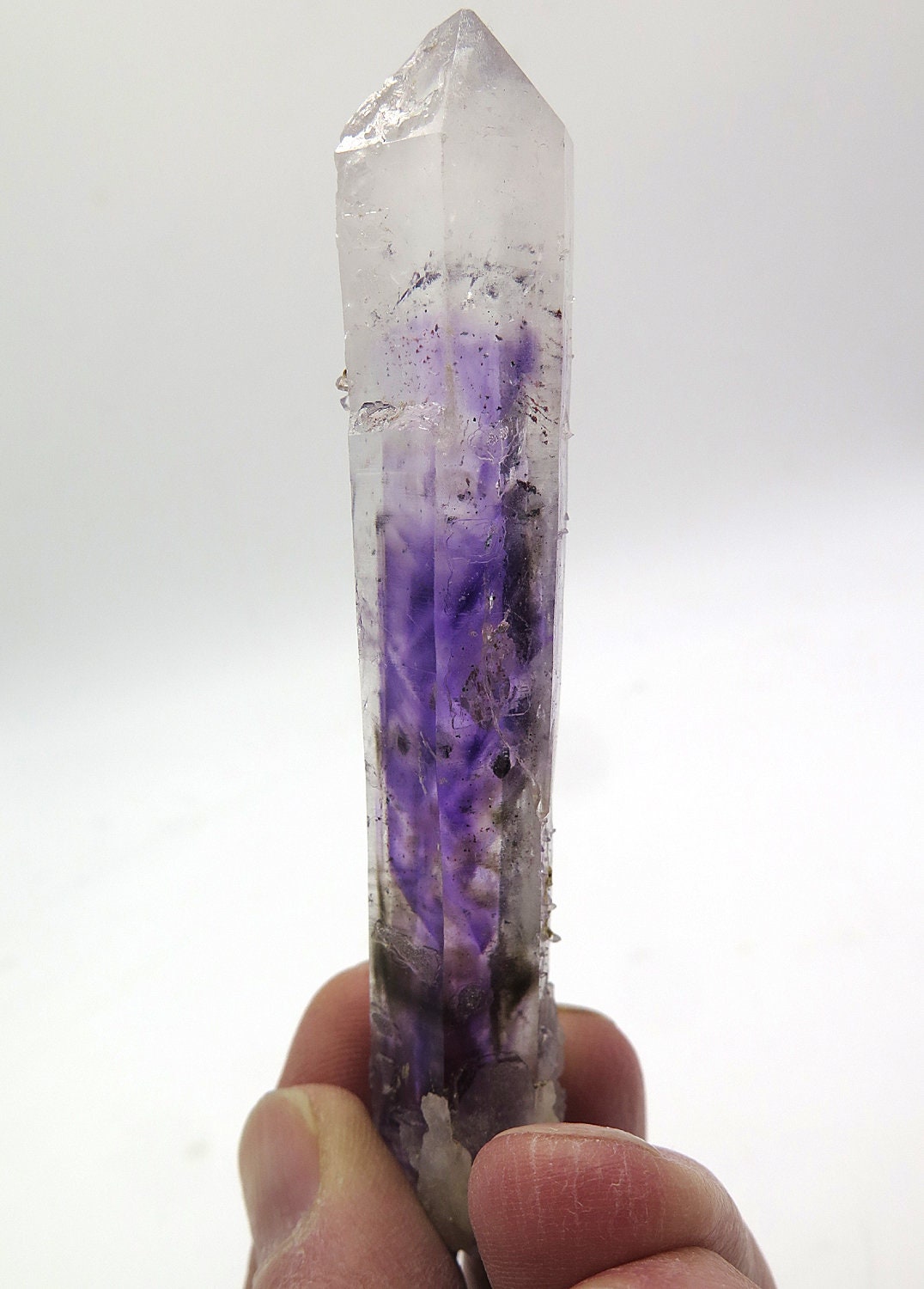 Long 10cm Smoky Phantom Amethyst Brandberg Gem Crystal. 49 grams. No damage