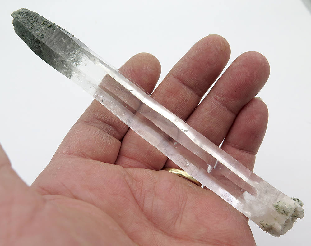 A 6 inch long quartz with wonderful surface growth. The quartz has a ...