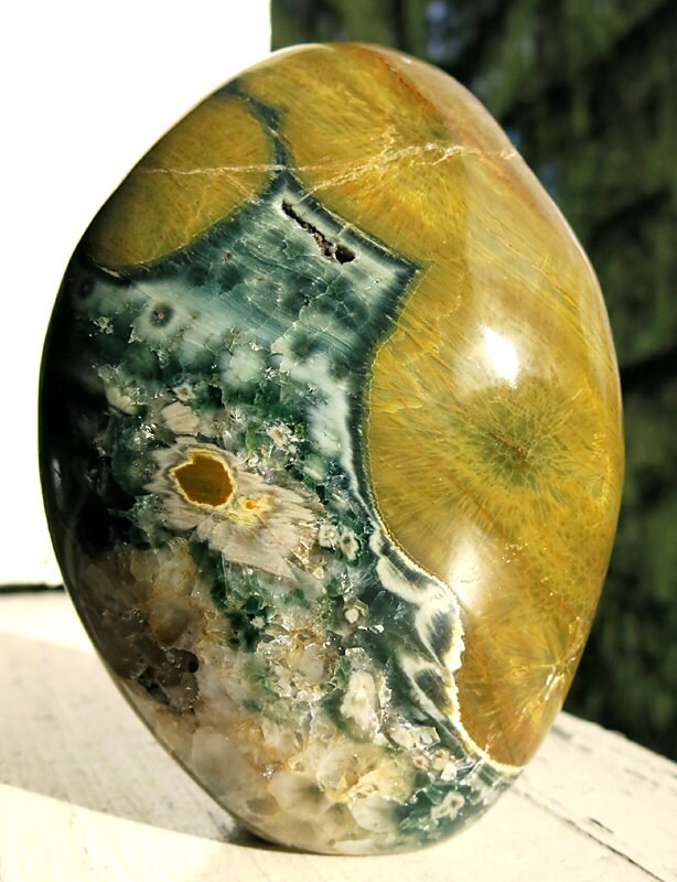 5 inch Ocean Jasper self standing sculpture. 2 pound 6.4 ounce
