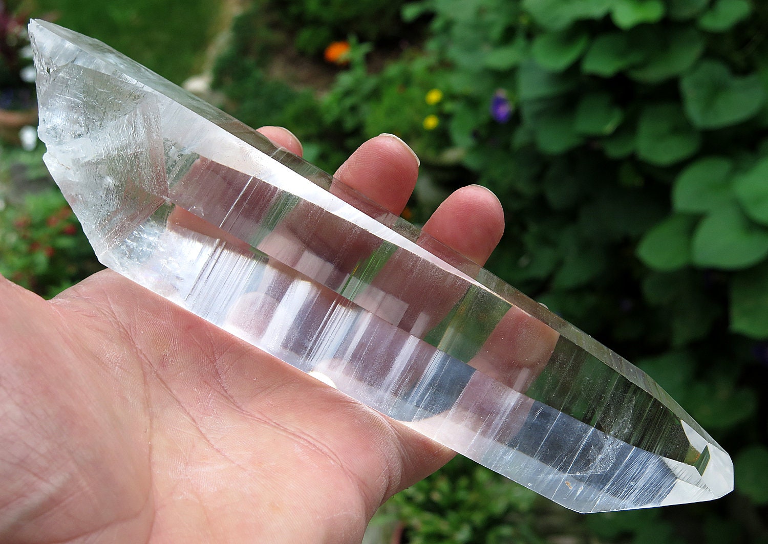 8 inch semi polished Lemurian Seed Quartz crystal. MG Brazil. The tip ...