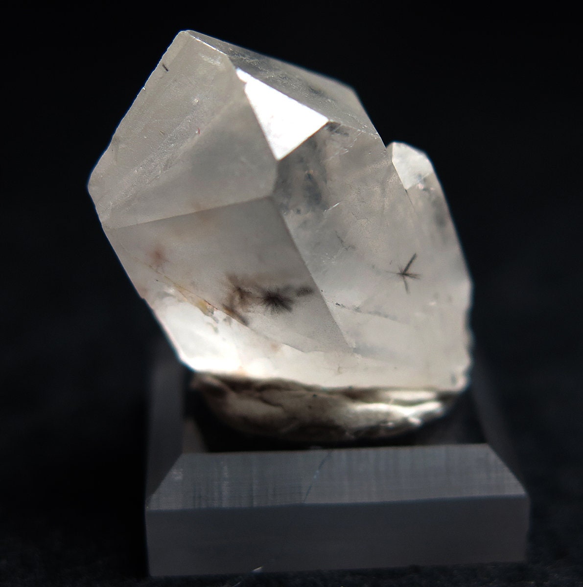 27 Carat sharp Hollandite stars in a clear top quartz crystal. This one ...