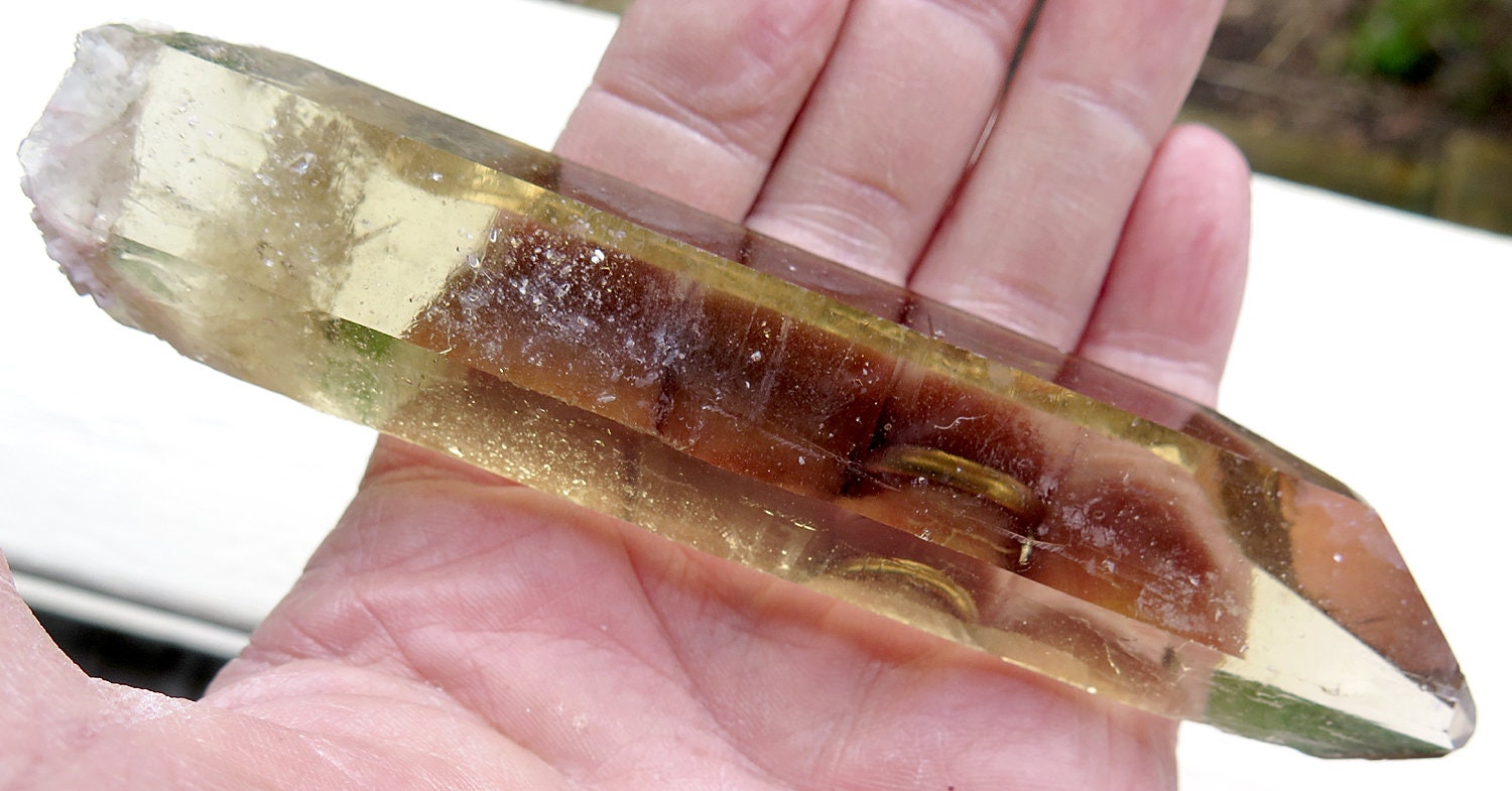 5.2 Inch Long Natural Yellow Citrine quartz Double Terminated Point ...