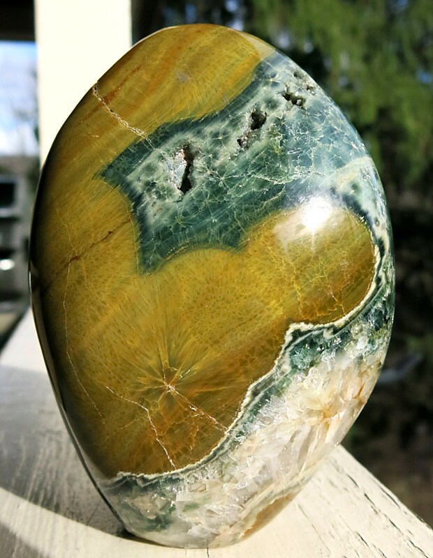 5 inch Ocean Jasper self standing sculpture. 2 pound 6.4 ounce