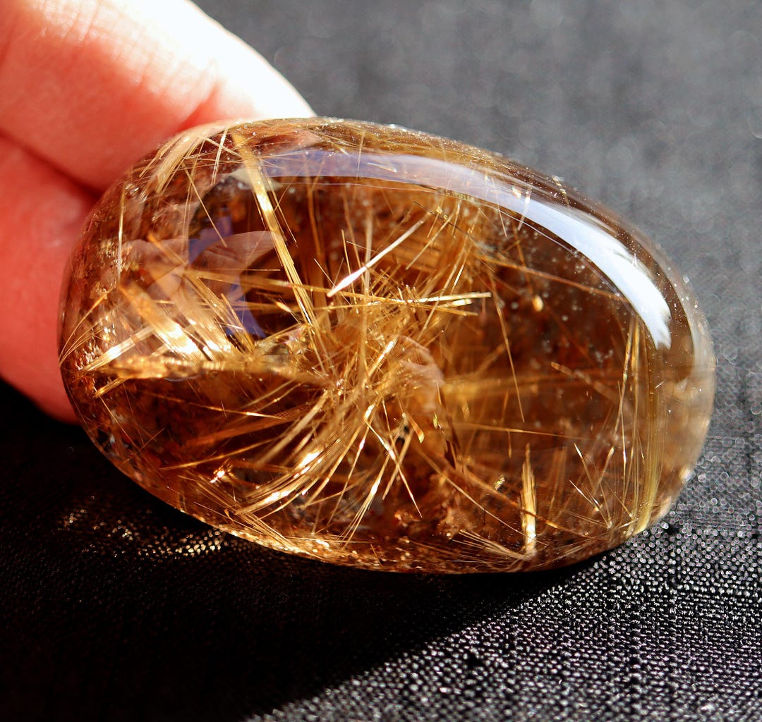 Large Golden Rutile Included Quartz Polished Dome. Novo Horizonte Bahia ...