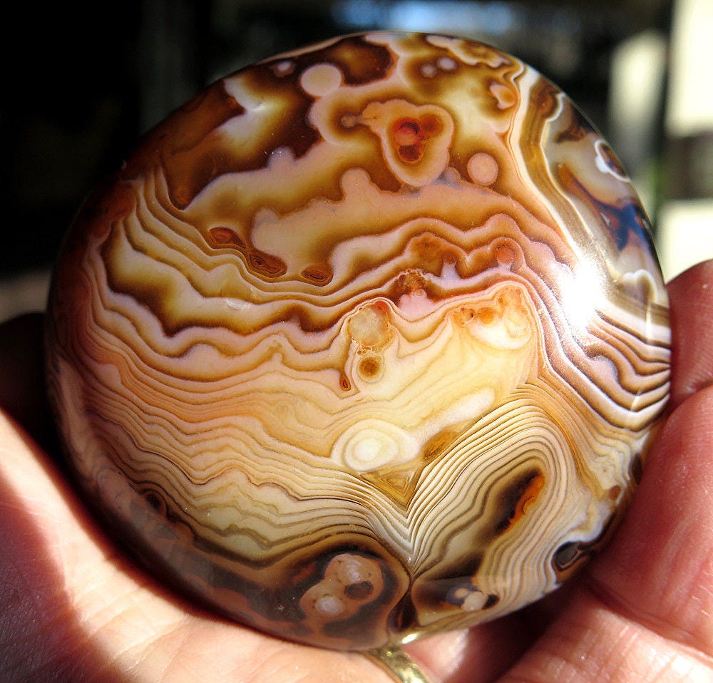 Highly Polished Banded Agate Freeform 157.5 grams long super Luster ...